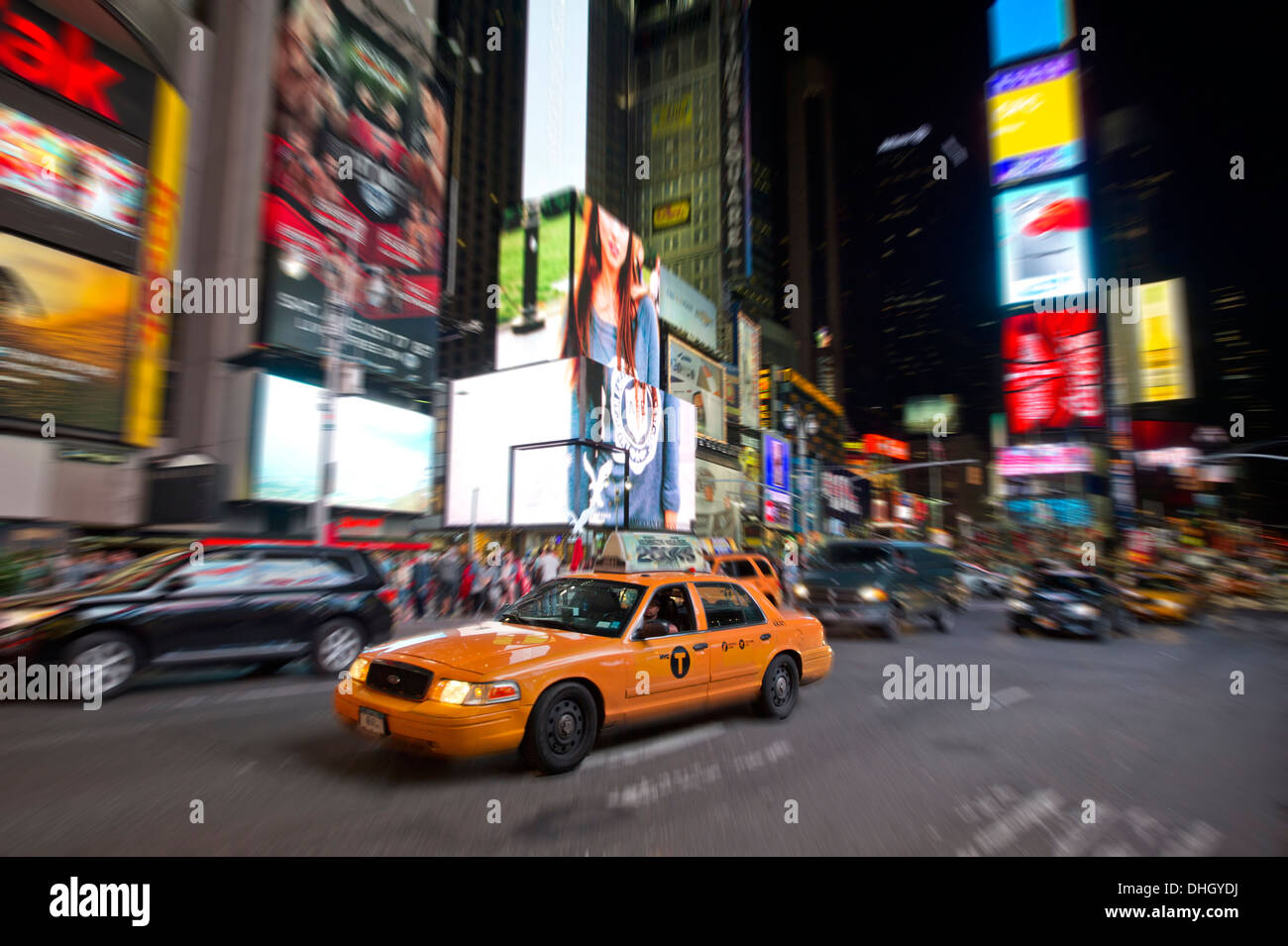 New York yellow taxi at Times Square Stock Photo - Alamy
