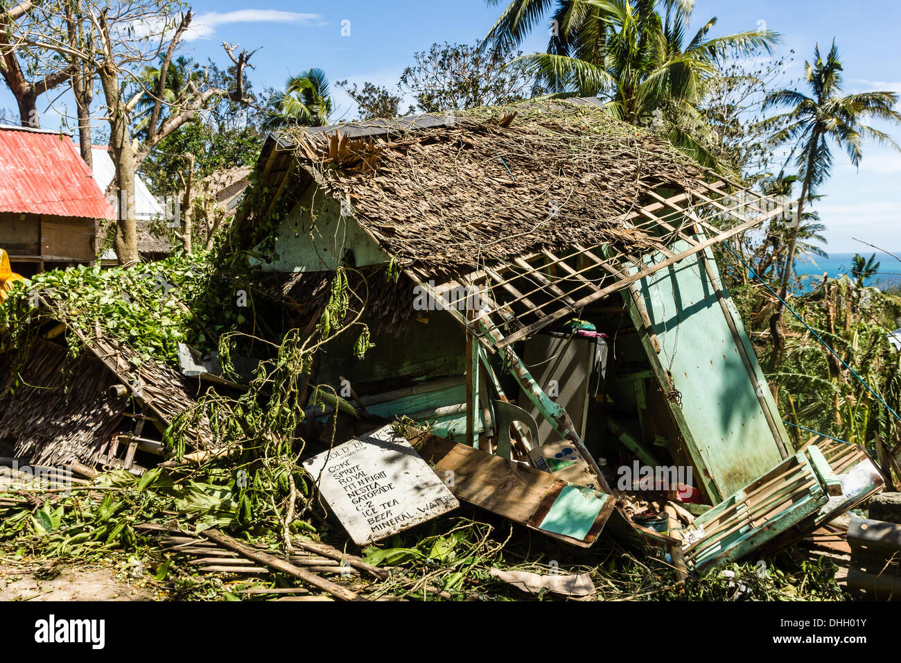 BORACAY, PHILIPPINES - NOVEMBER 9 2013: A wooden shack is completely ...