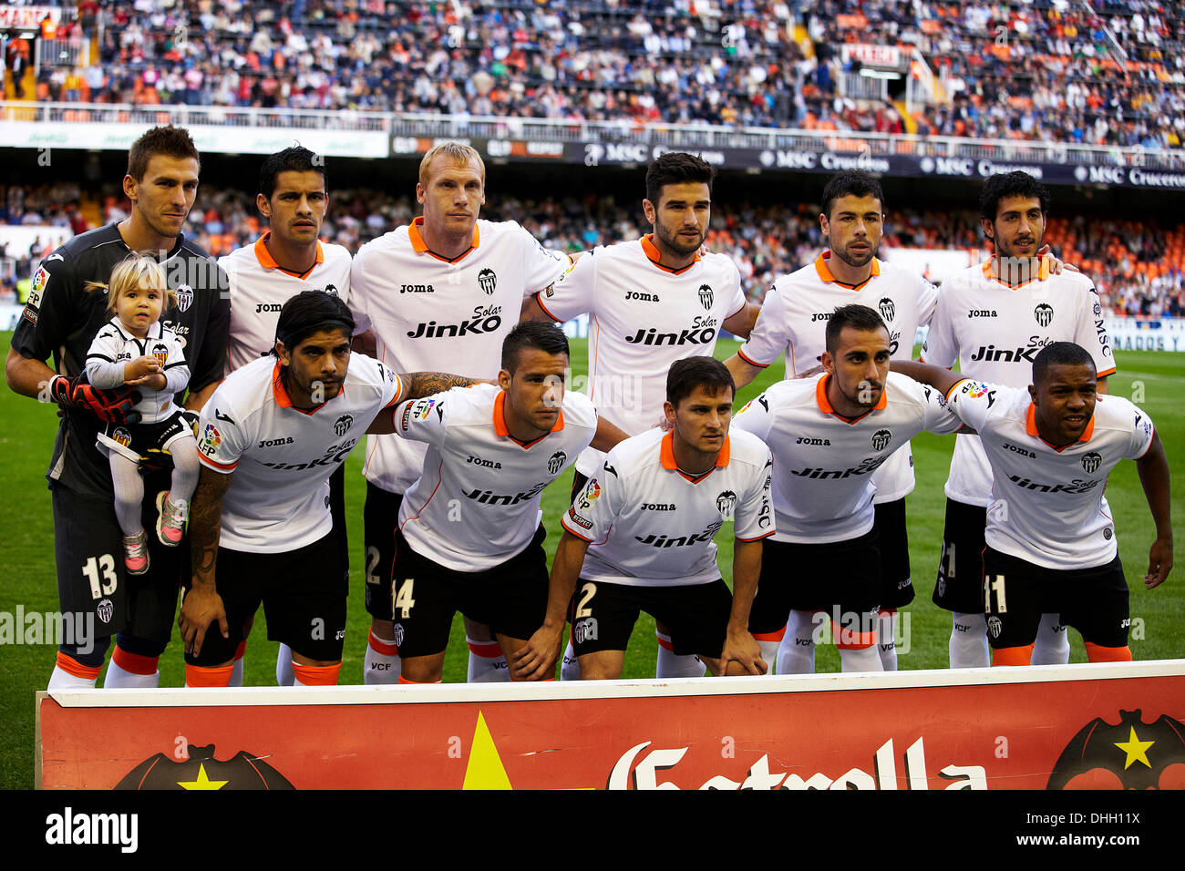 Valencia, Spain. 10th Nov, 2013. Valencia Squad poses prior to the ...
