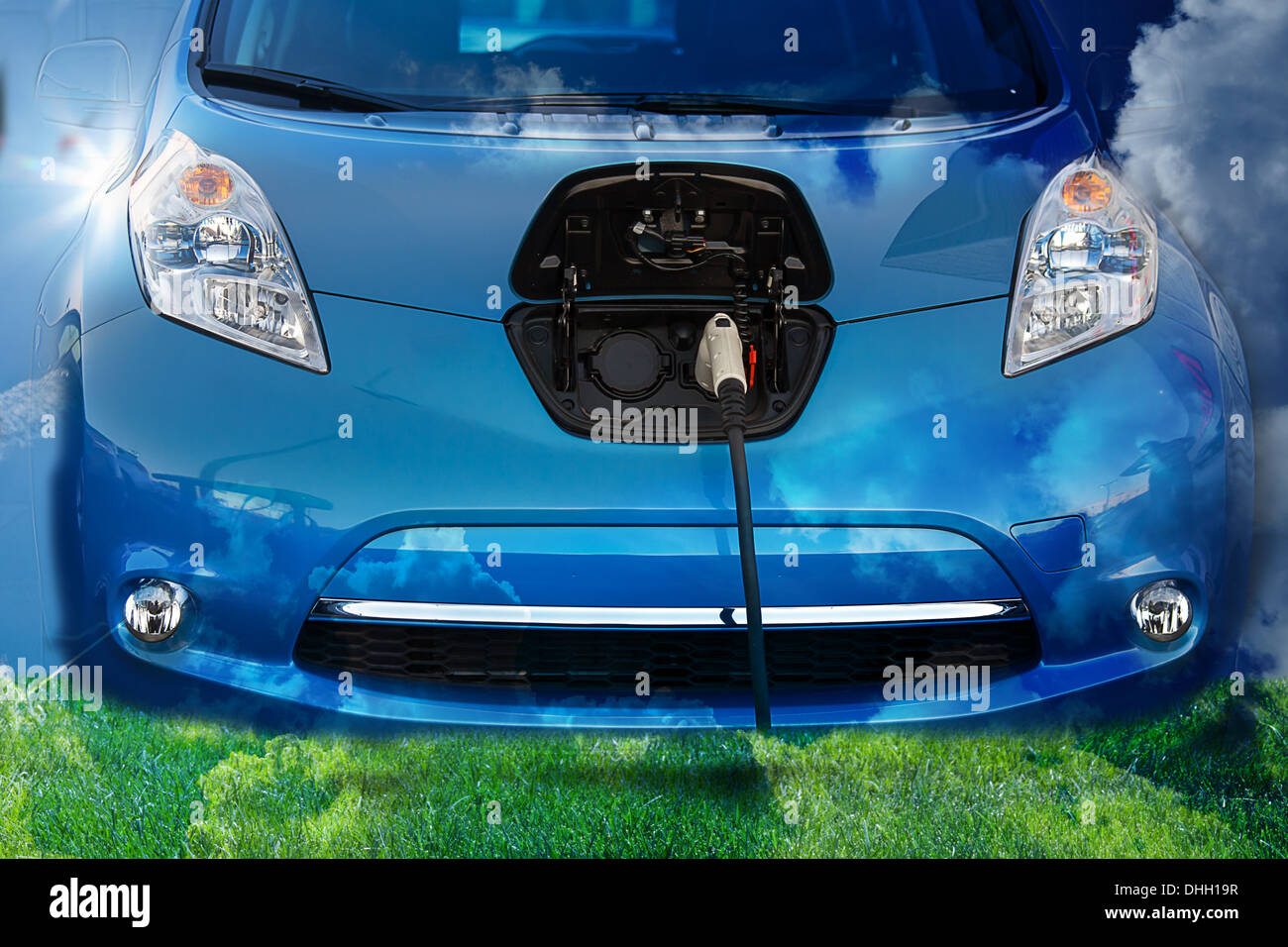 Electric Hybrid Car, plugged in Stock Photo - Alamy