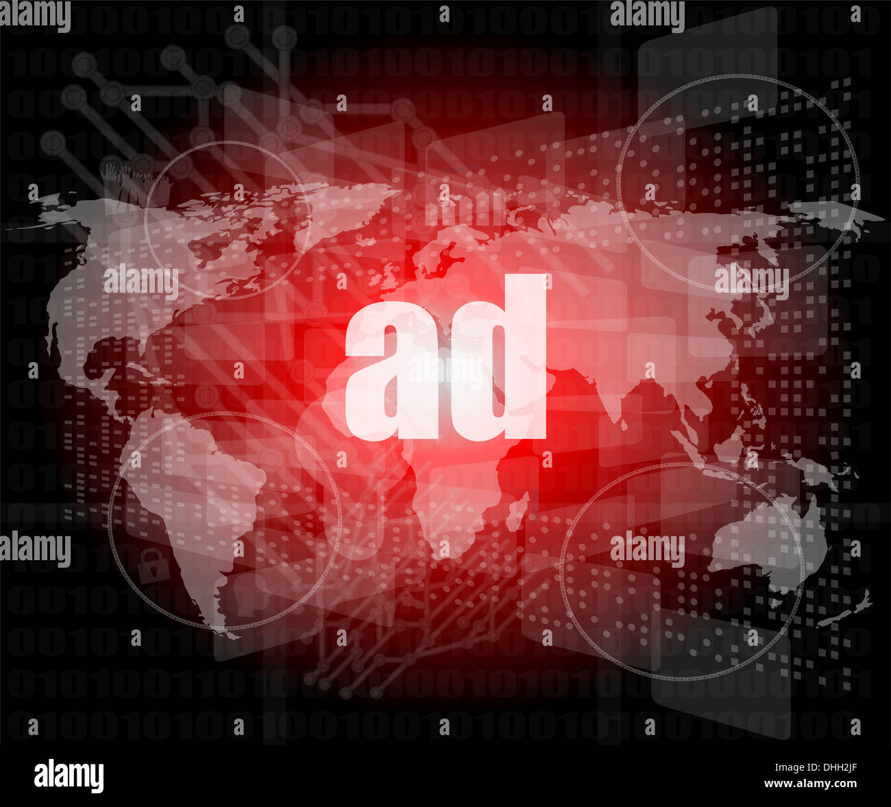 ad word on digital screen, global communication concept Stock Photo - Alamy