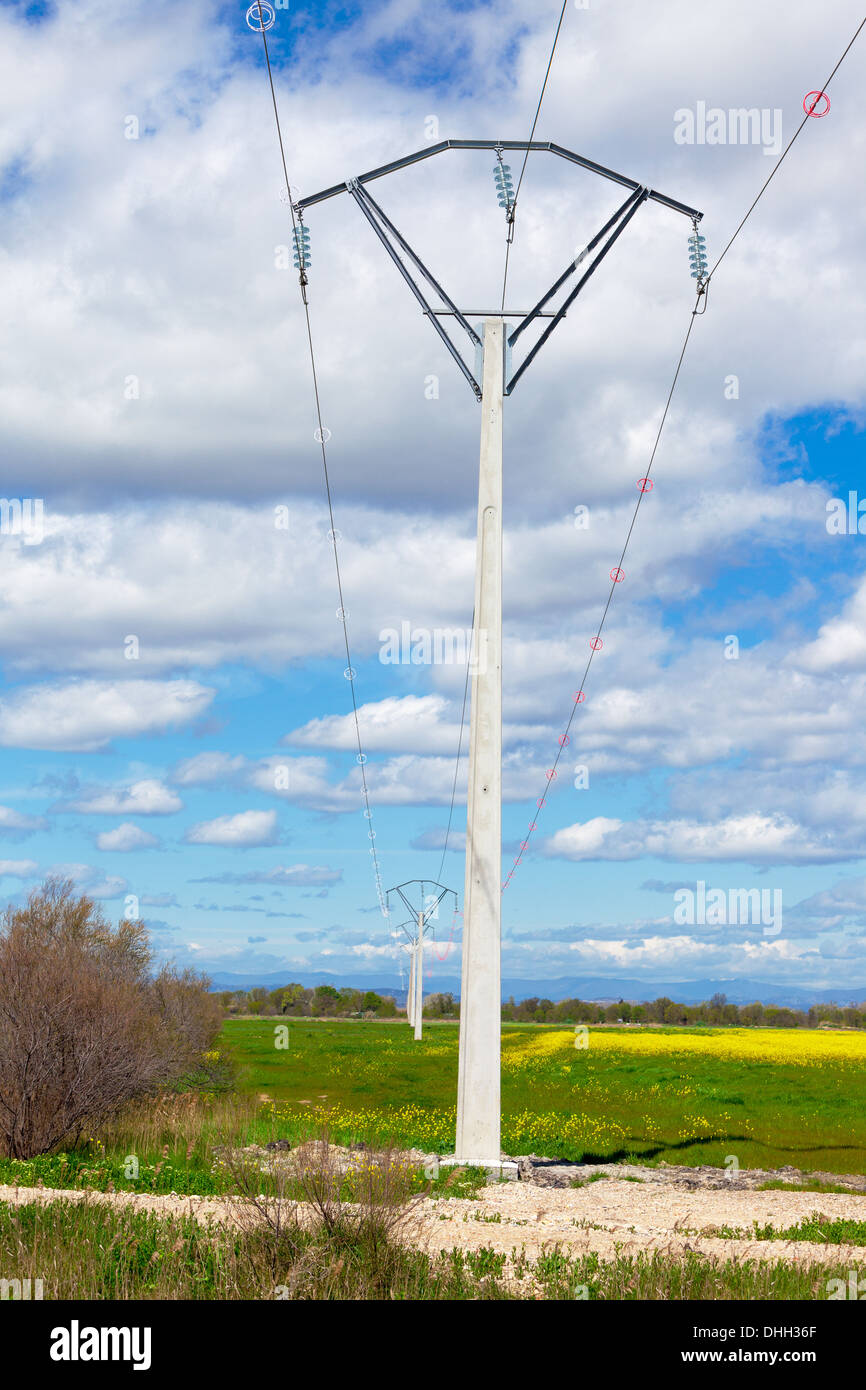 Row of rural electrical power lines Stock Photo - Alamy