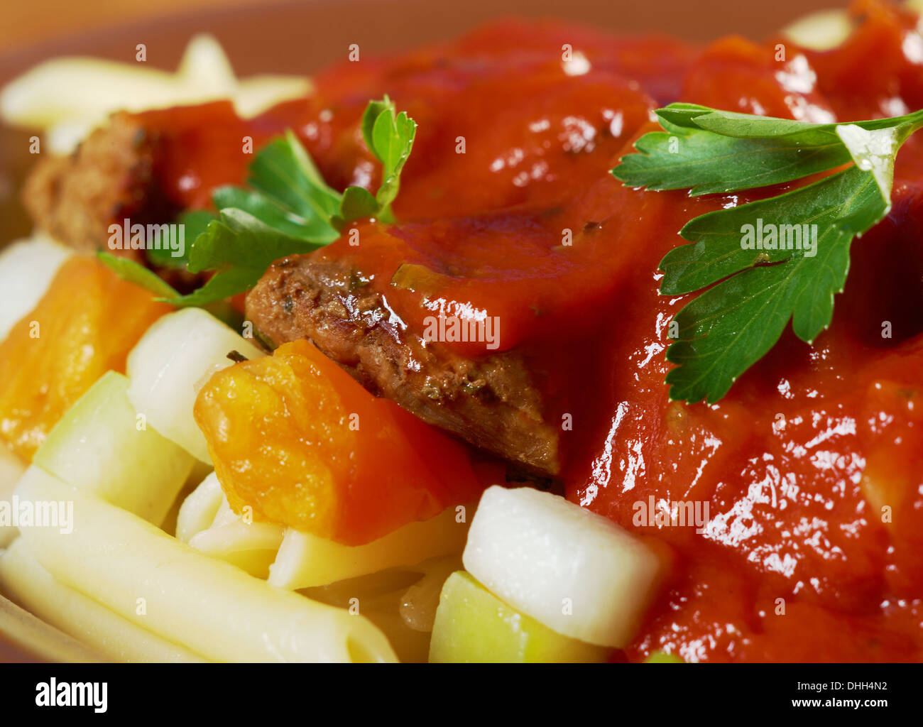 pasta with tomato beef sauce Stock Photo - Alamy