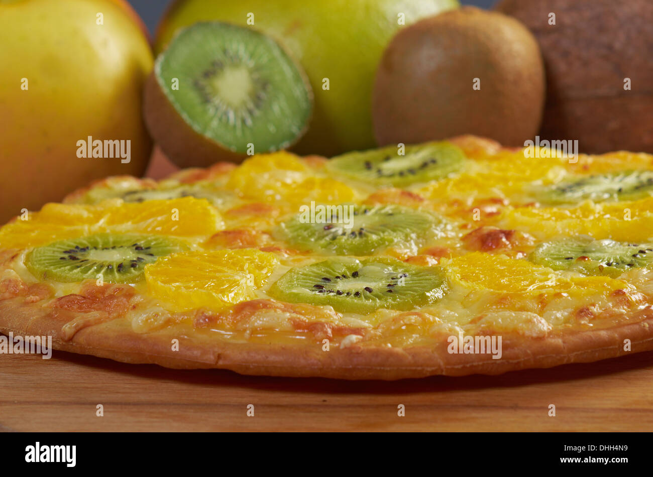 sweet pizza with fruit Stock Photo - Alamy