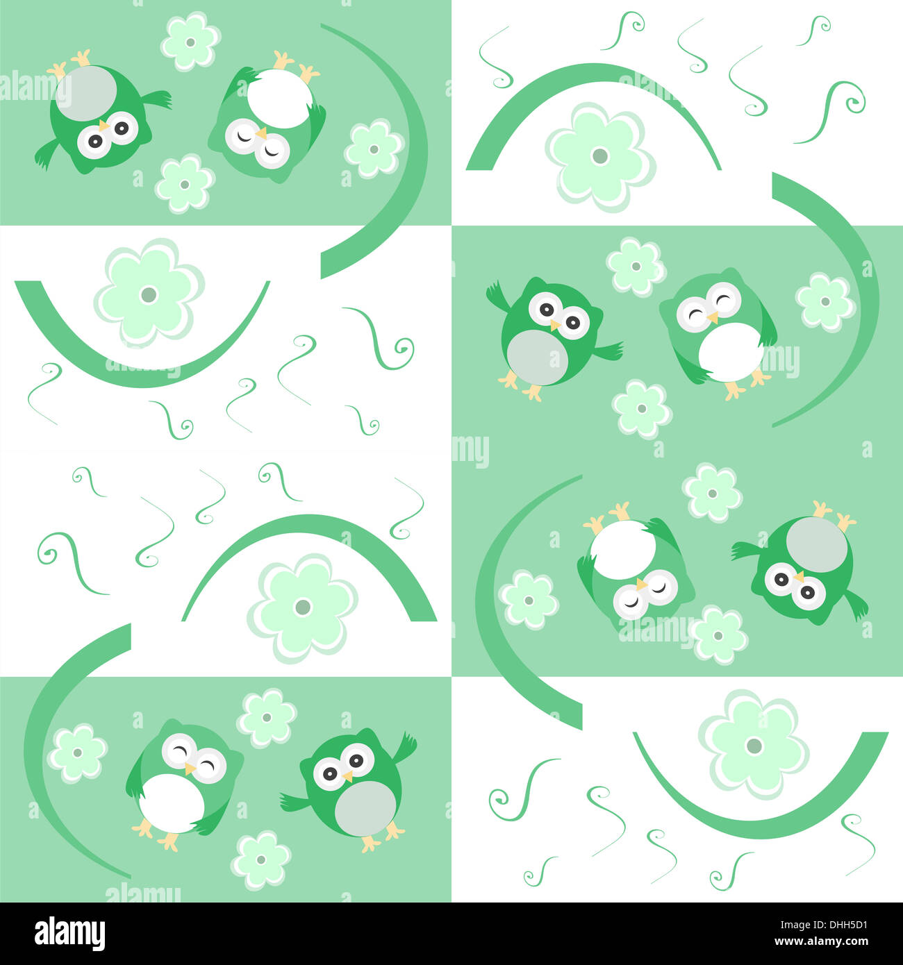 Cute seamless flower owl background pattern Stock Photo - Alamy