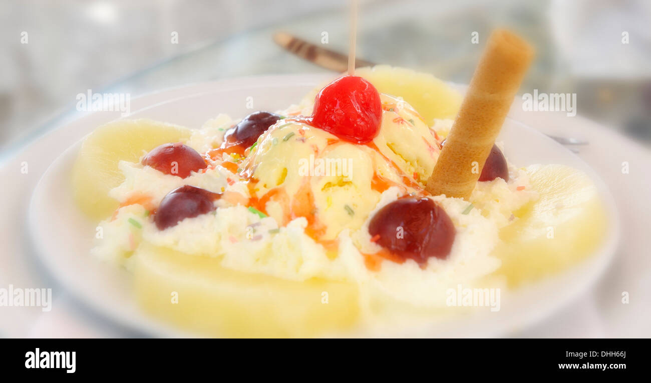 Pineapple ice cream dessert sundae Stock Photo - Alamy