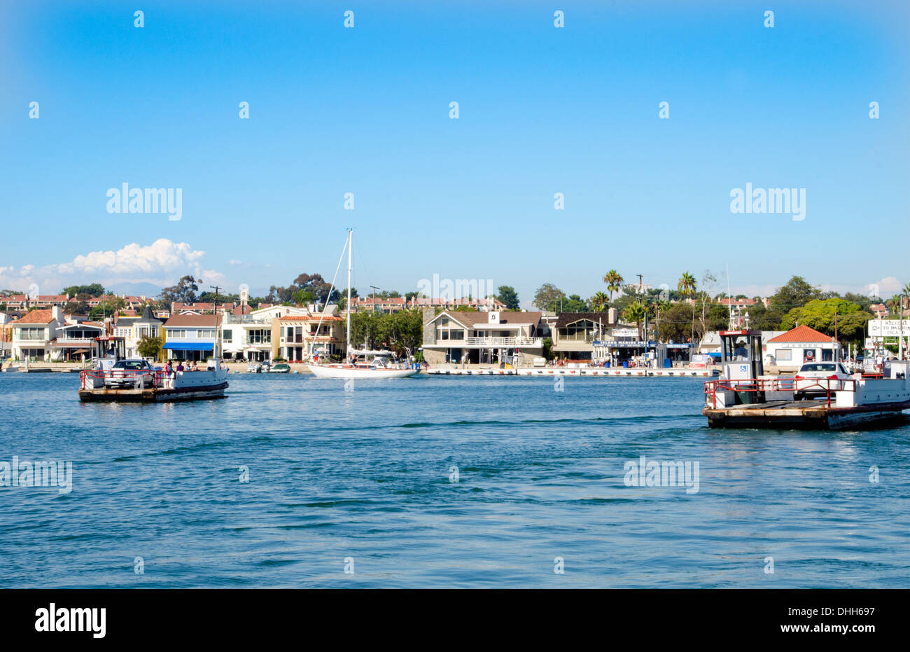 Balboa Beach at Newport Beach California CA auto ferry to Balboa Island ...
