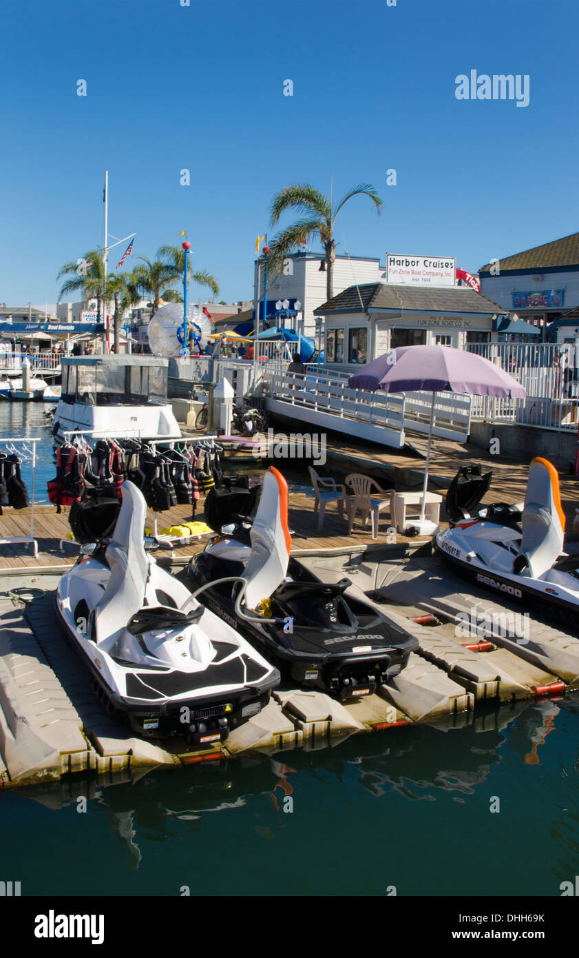 Balboa Beach at Newport Beach California CA marina at harbor and boats ...