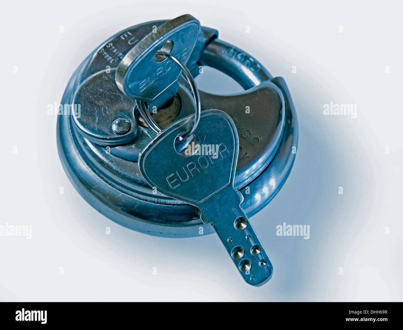 Disc Lock with keys Stock Photo - Alamy