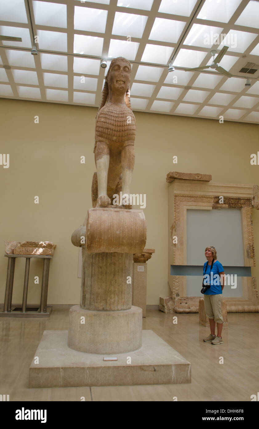 Greece Delphi famous Museum of Delphi with old Egyptian Sphinx statue ...
