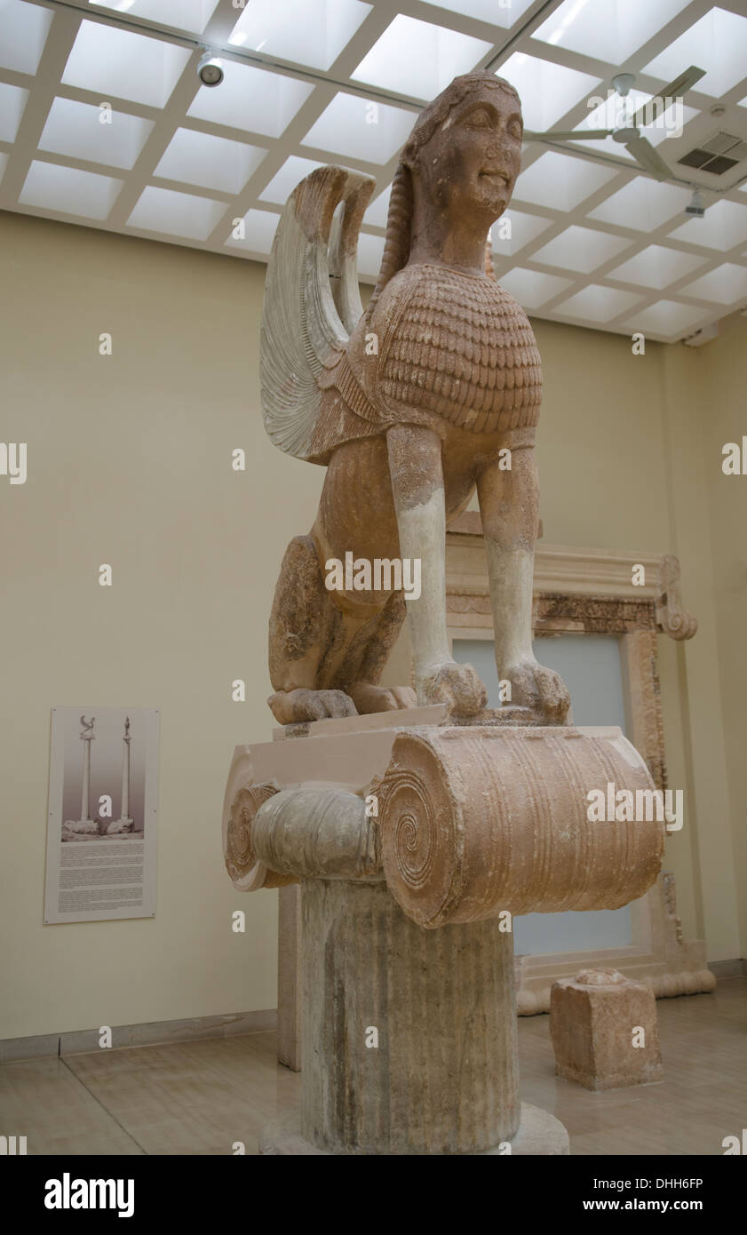 Greece Delphi famous Museum of Delphi with old Egyptian Sphinx statue ...