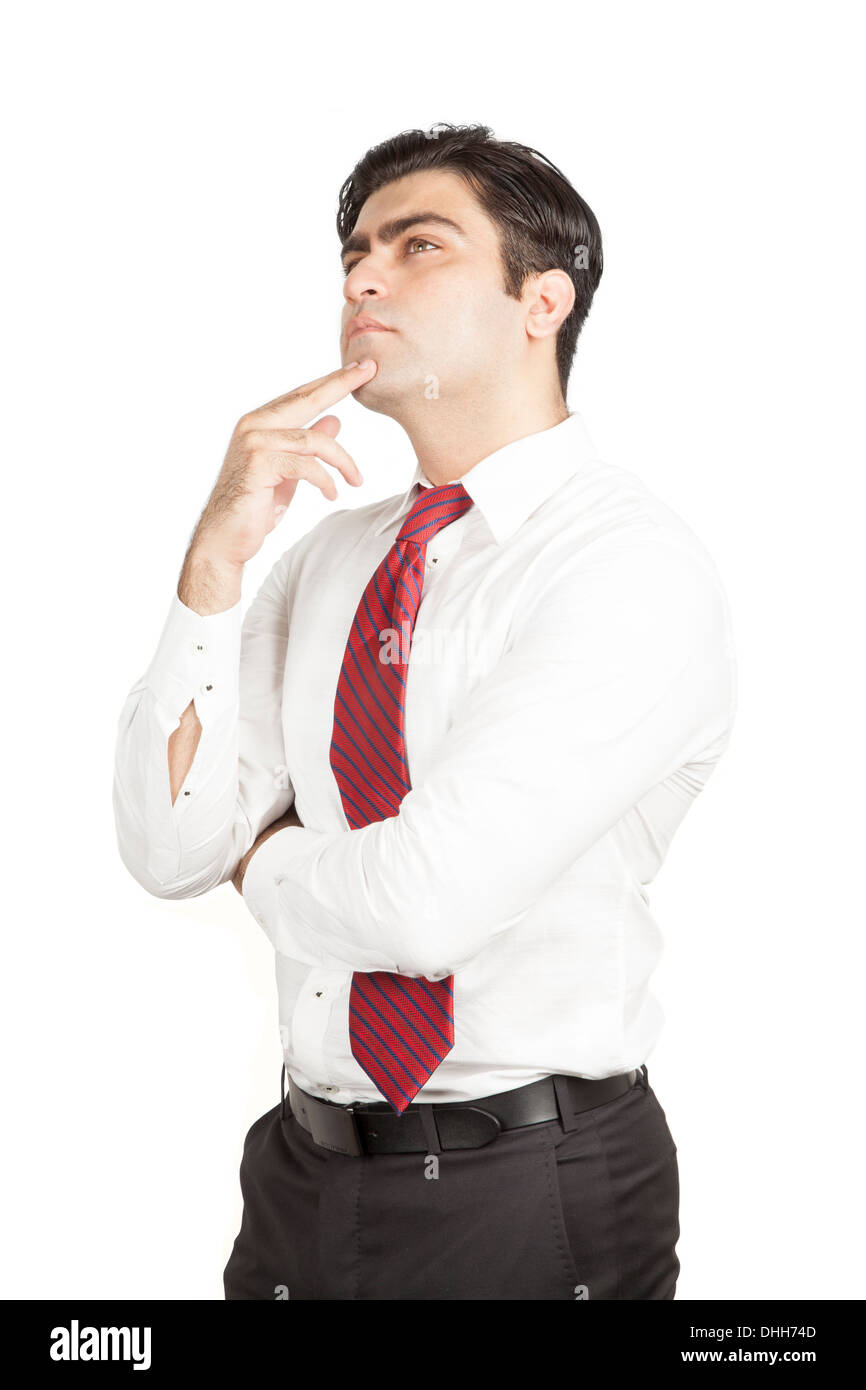 Business Man thinking in isolation on a white background for clipping ...