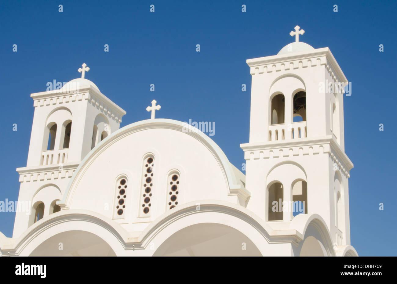 Greece Paros Cyclades white church towers in town of Drios Greek Stock ...