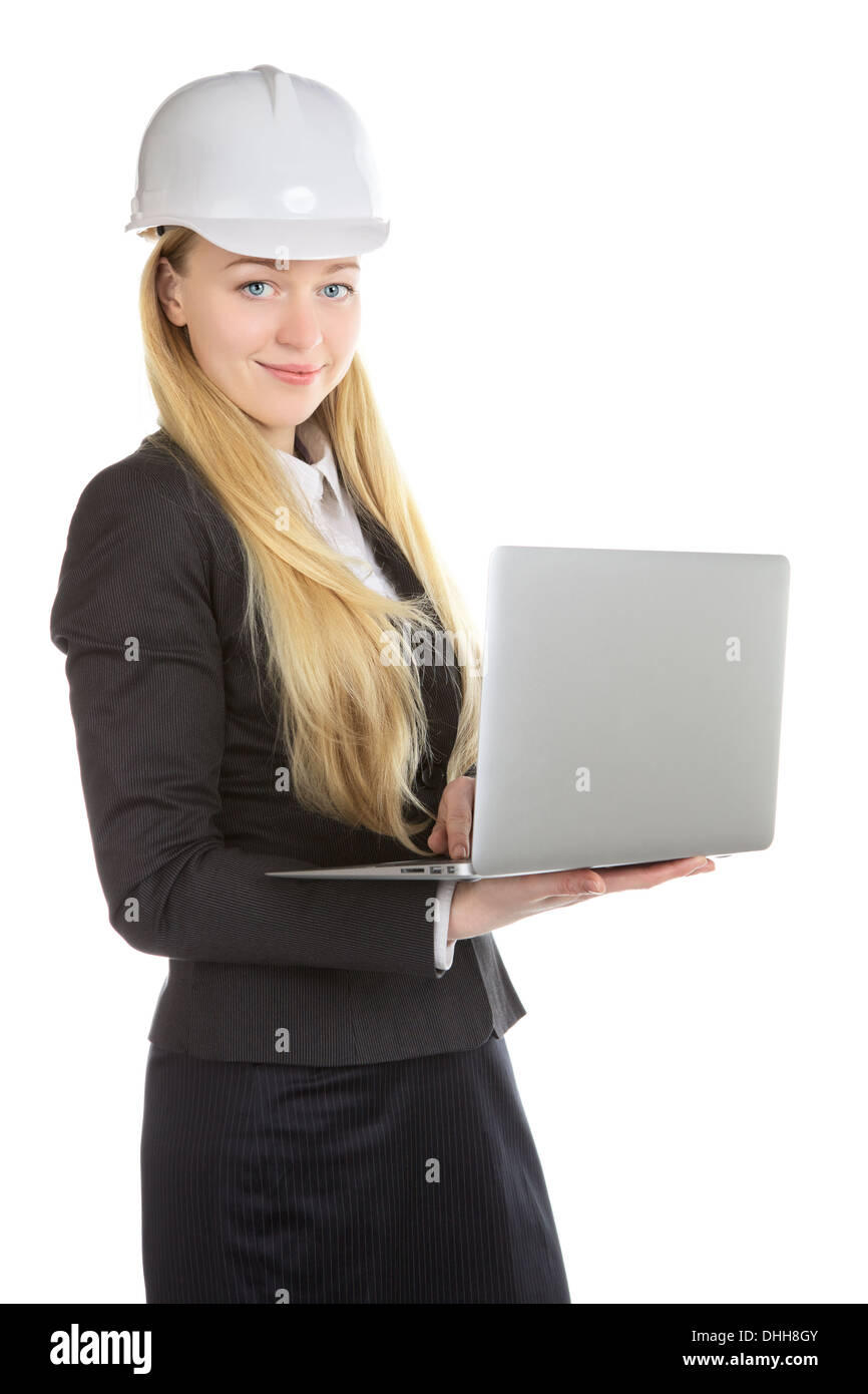 Engineer Woman With Laptop Stock Photo - Alamy