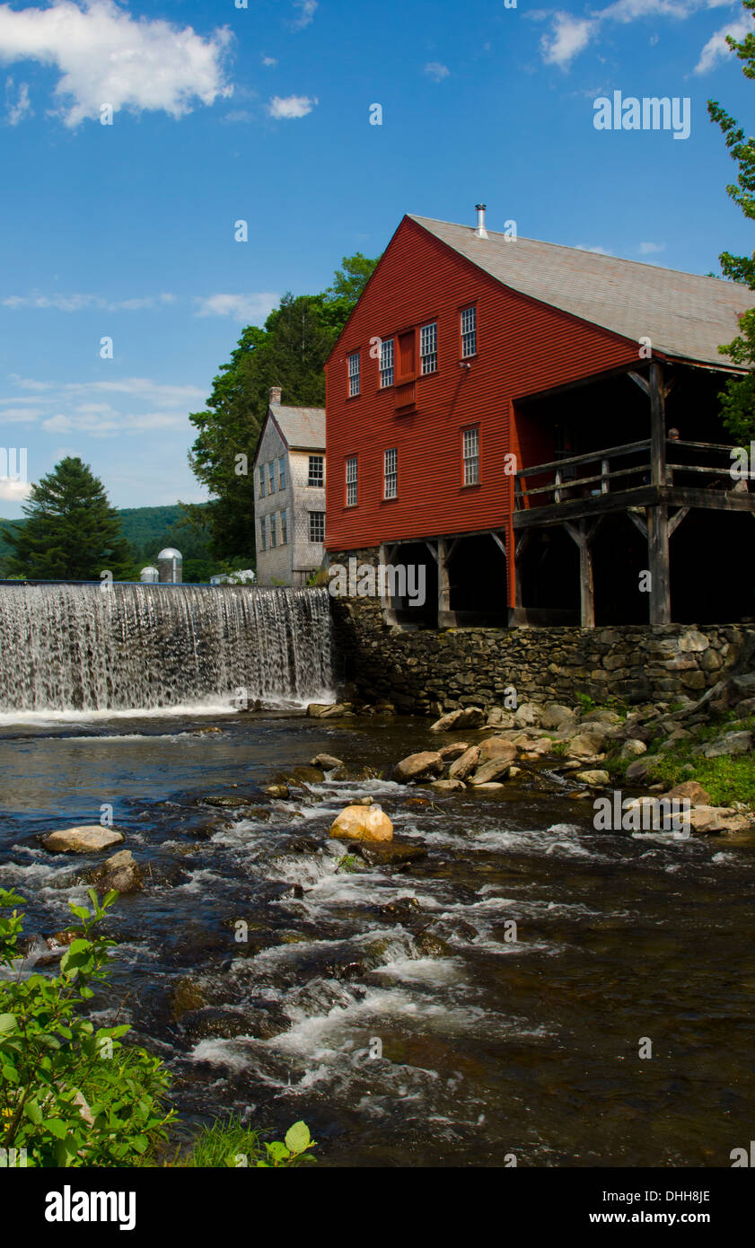 Weston Vermont river old mill and barn by water with paddle wheel for ...