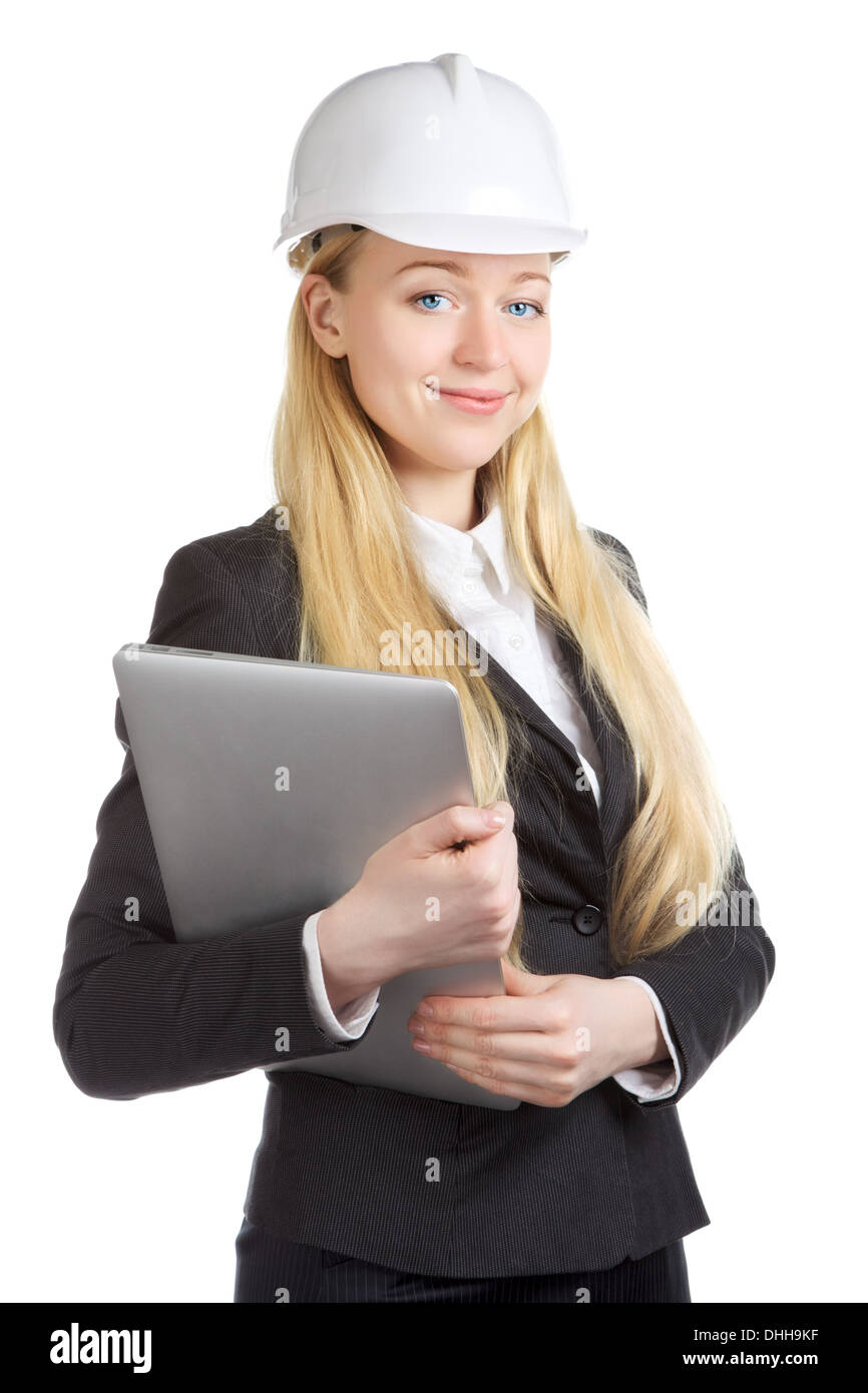 Engineer Woman With Laptop Stock Photo - Alamy