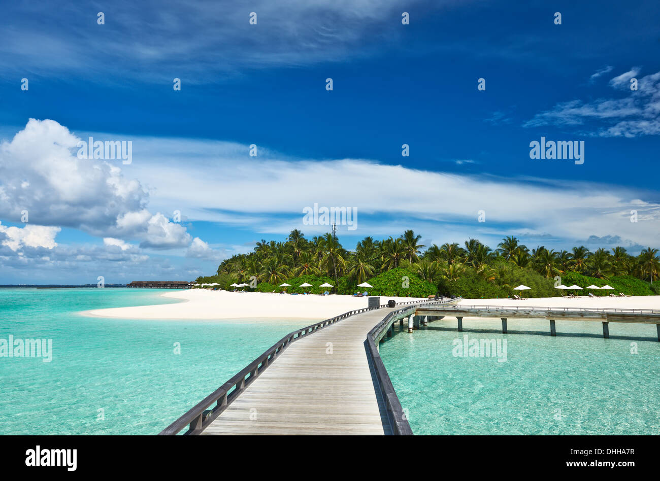 Beautiful beach with jetty Stock Photo - Alamy