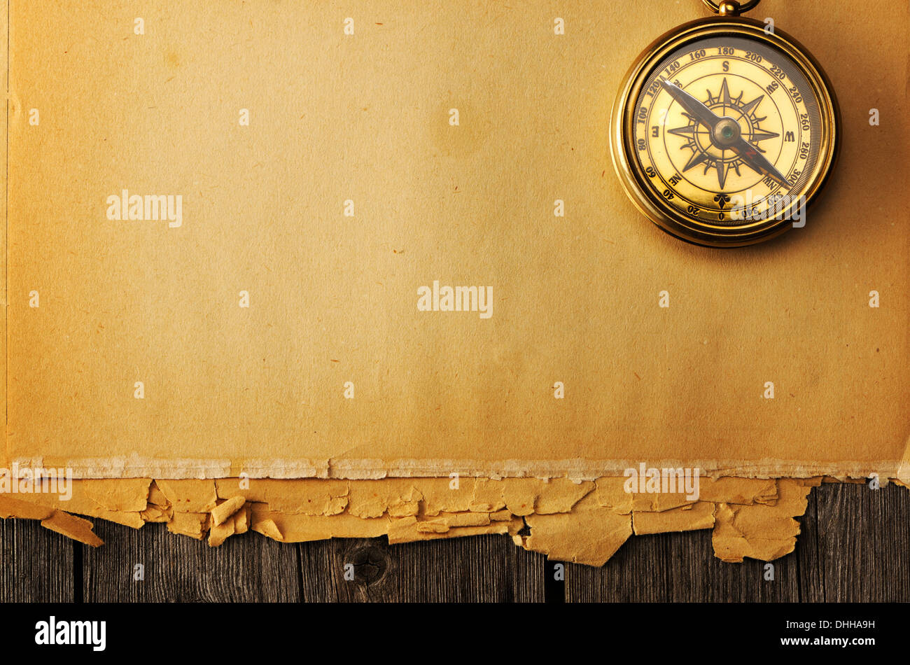 Antique brass compass over old background Stock Photo - Alamy