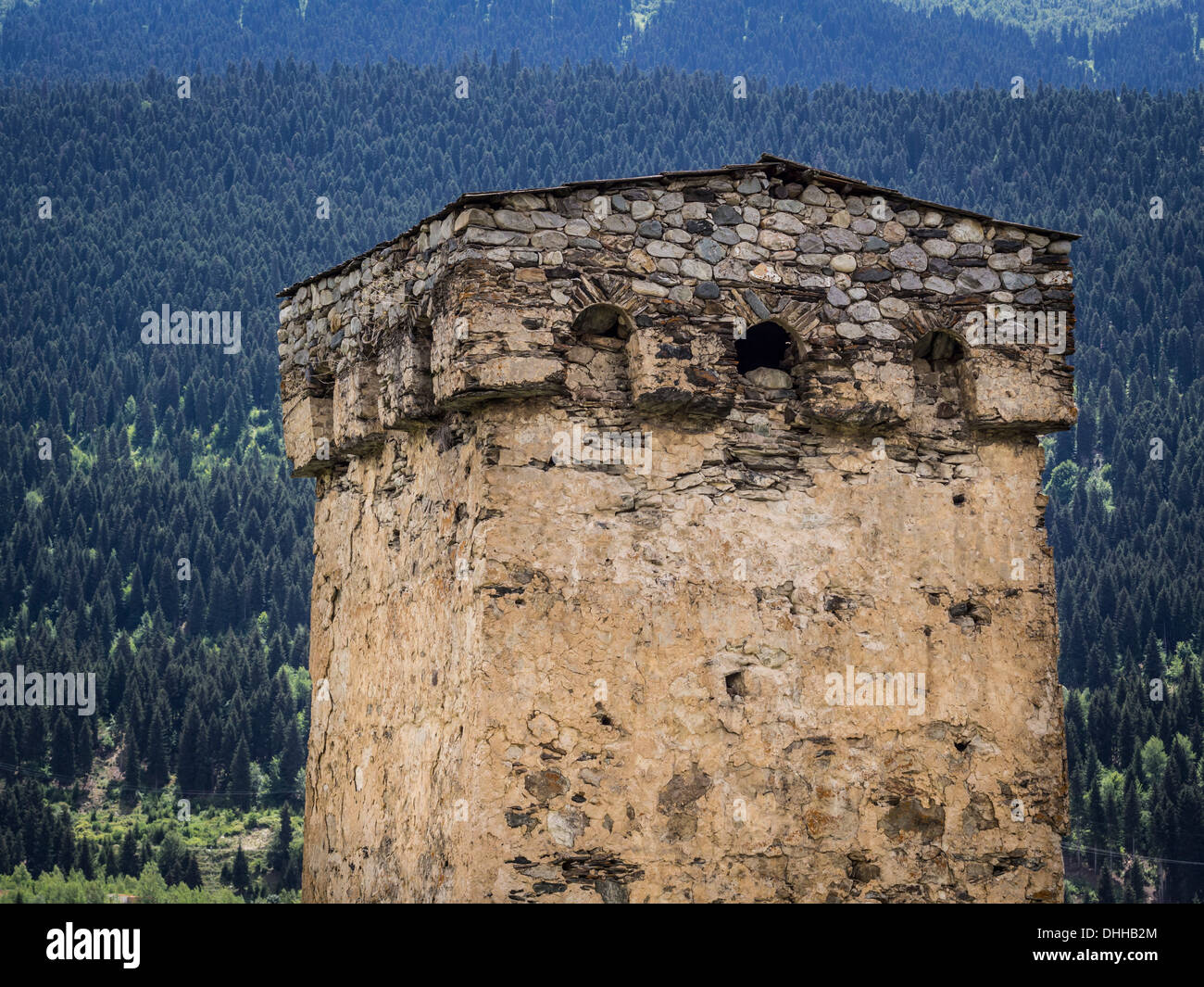 Famous medieval defensive towers (koshki) in Mestia in Upper Svaneti ...