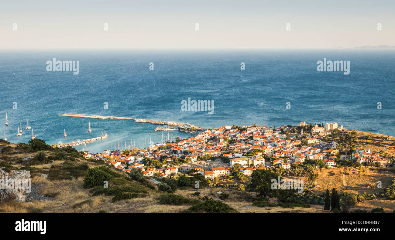 Elevated view of coast at Pythagoreio, Samos, Greece Stock Photo - Alamy