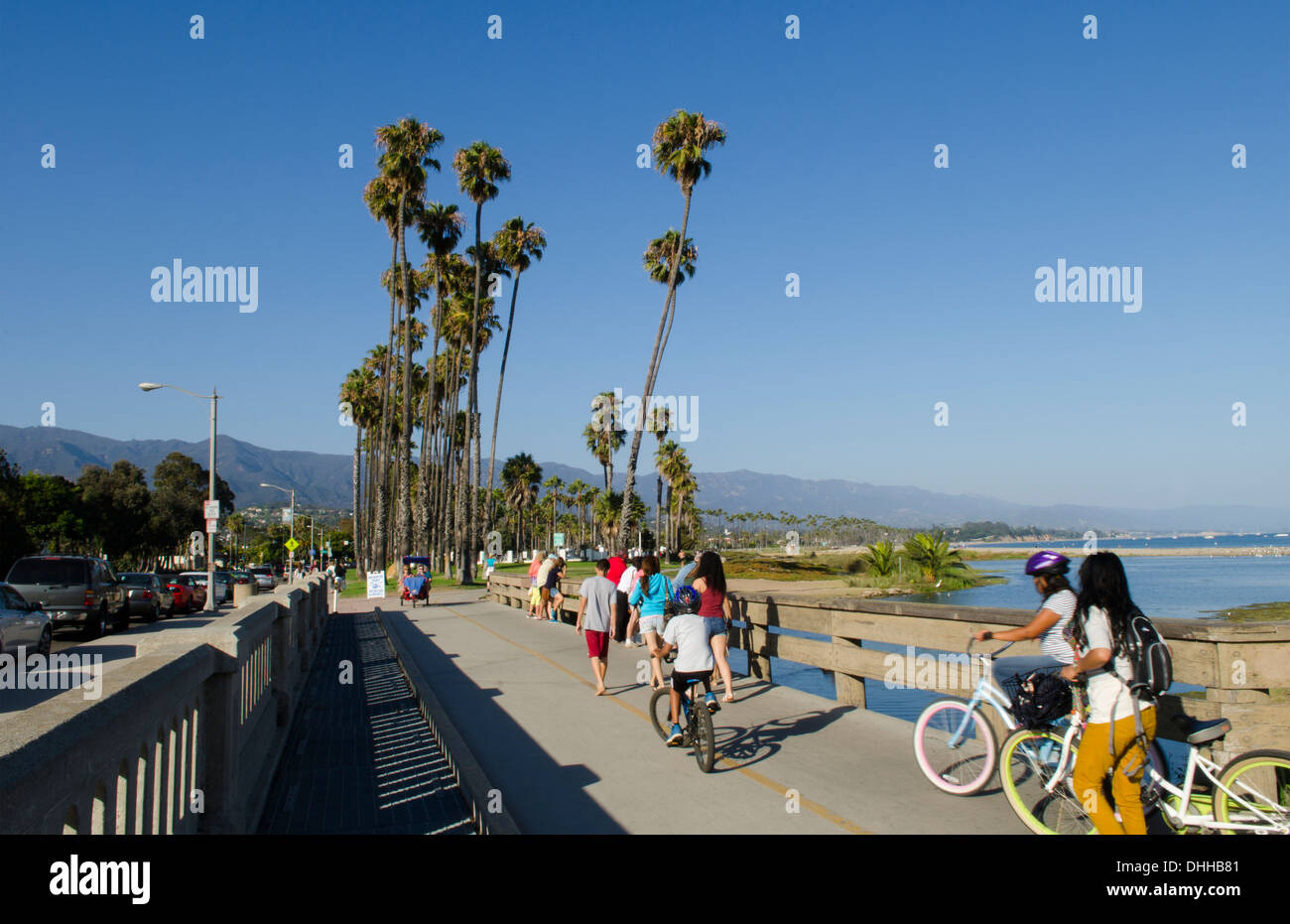 Santa Barbara California CA waterfront and beaches and pier of beach ...