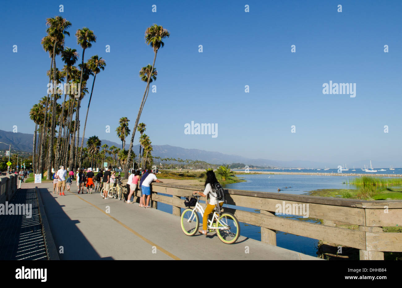 Santa Barbara California CA waterfront and beaches and pier of beach ...