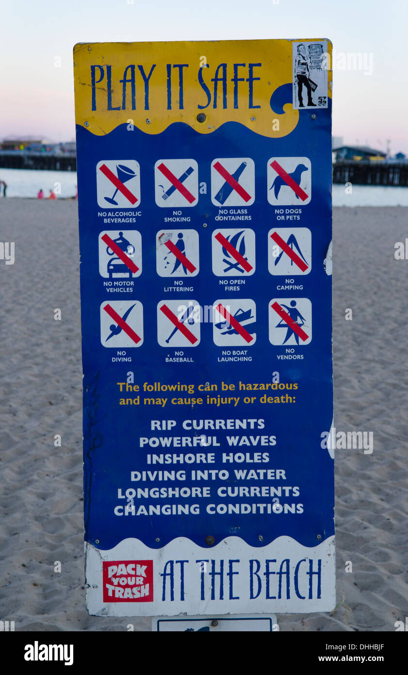 California beach rules sign warnings hi-res stock photography and ...