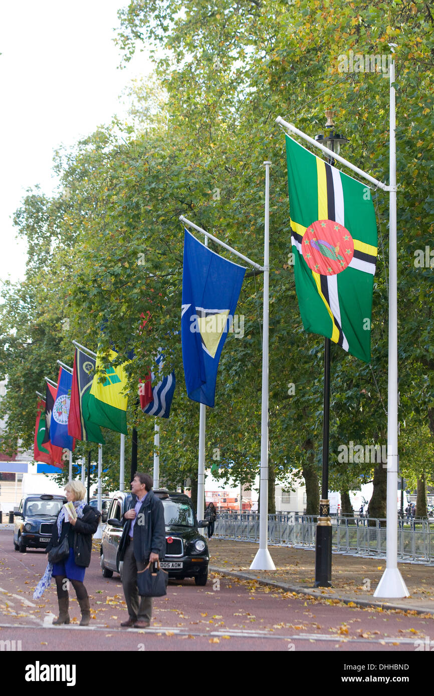 Tourists stood on The Famous Mall with International Flags Flying Stock ...