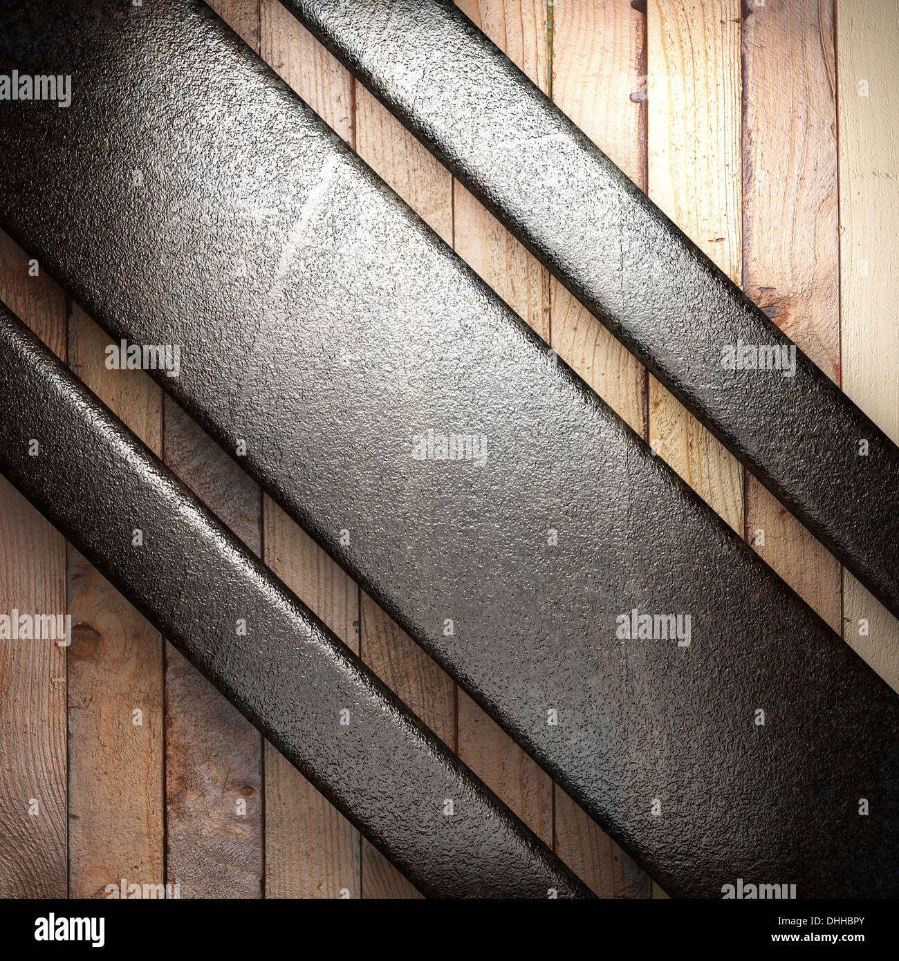 metal on wood background Stock Photo - Alamy