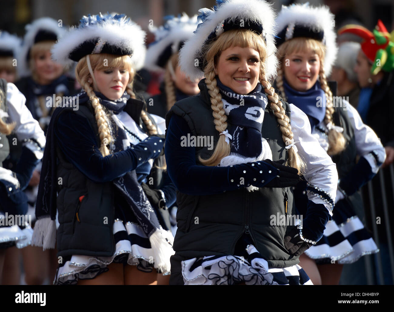 Duesseldorf, Germany. 11th Nov, 2013. Carnival revelers celebrate the ...