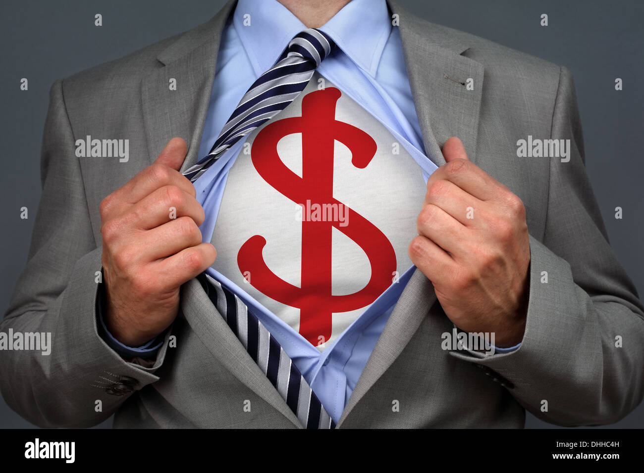 Superhero dollar man Stock Photo - Alamy