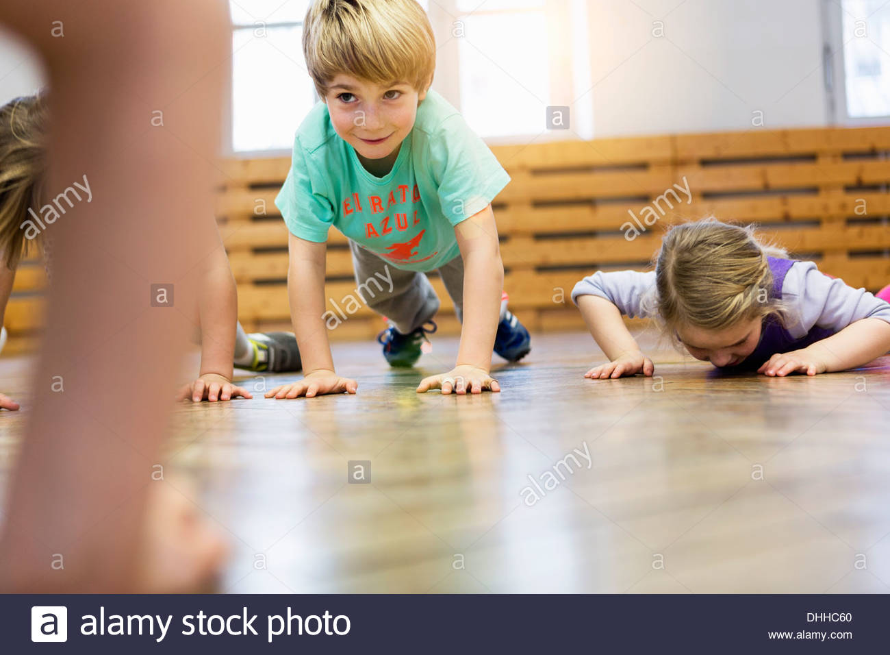 Children doing push-ups Stock Photo, Royalty Free Image: 62463016 - Alamy