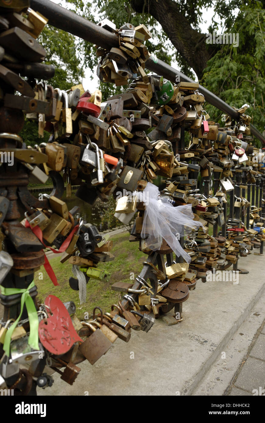 Padlocks at the Love Bridge in Riga Stock Photo - Alamy