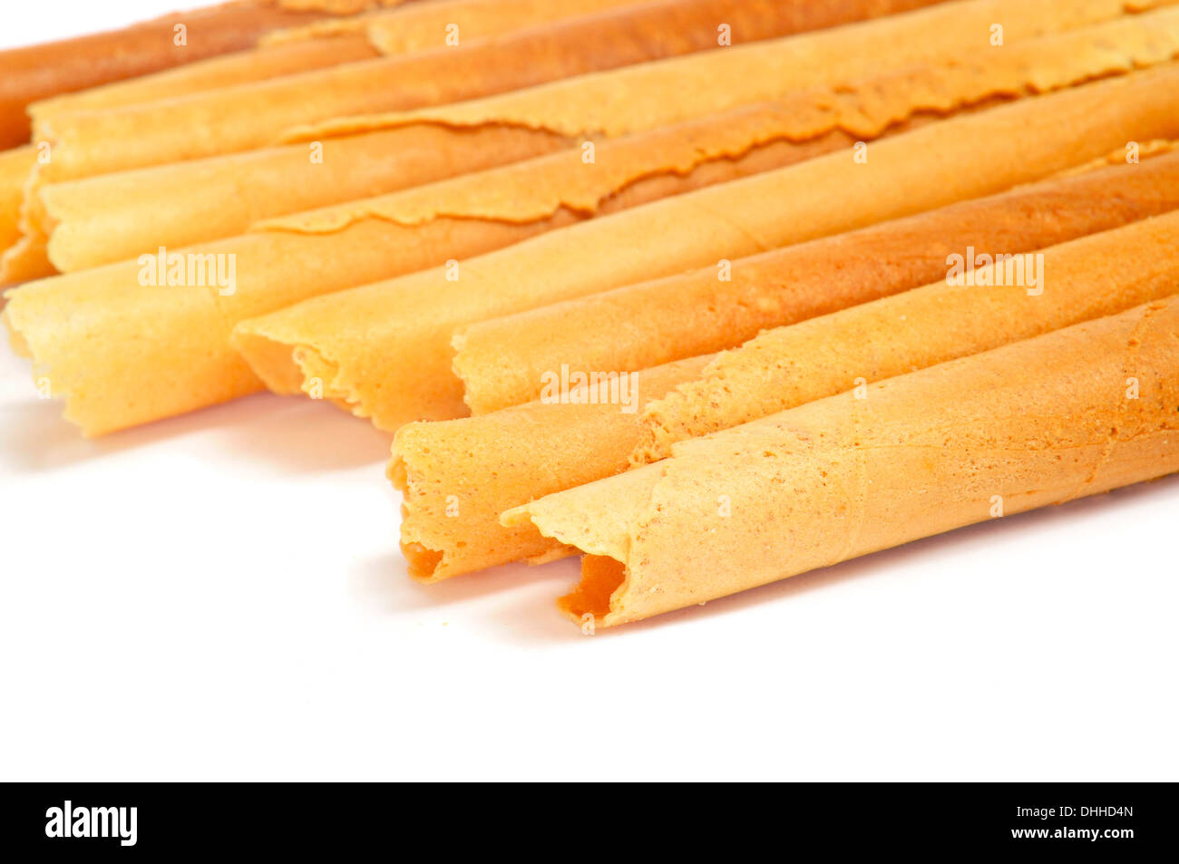 a pile of neulas, typical thin biscuit rolls eaten in Christmas in ...
