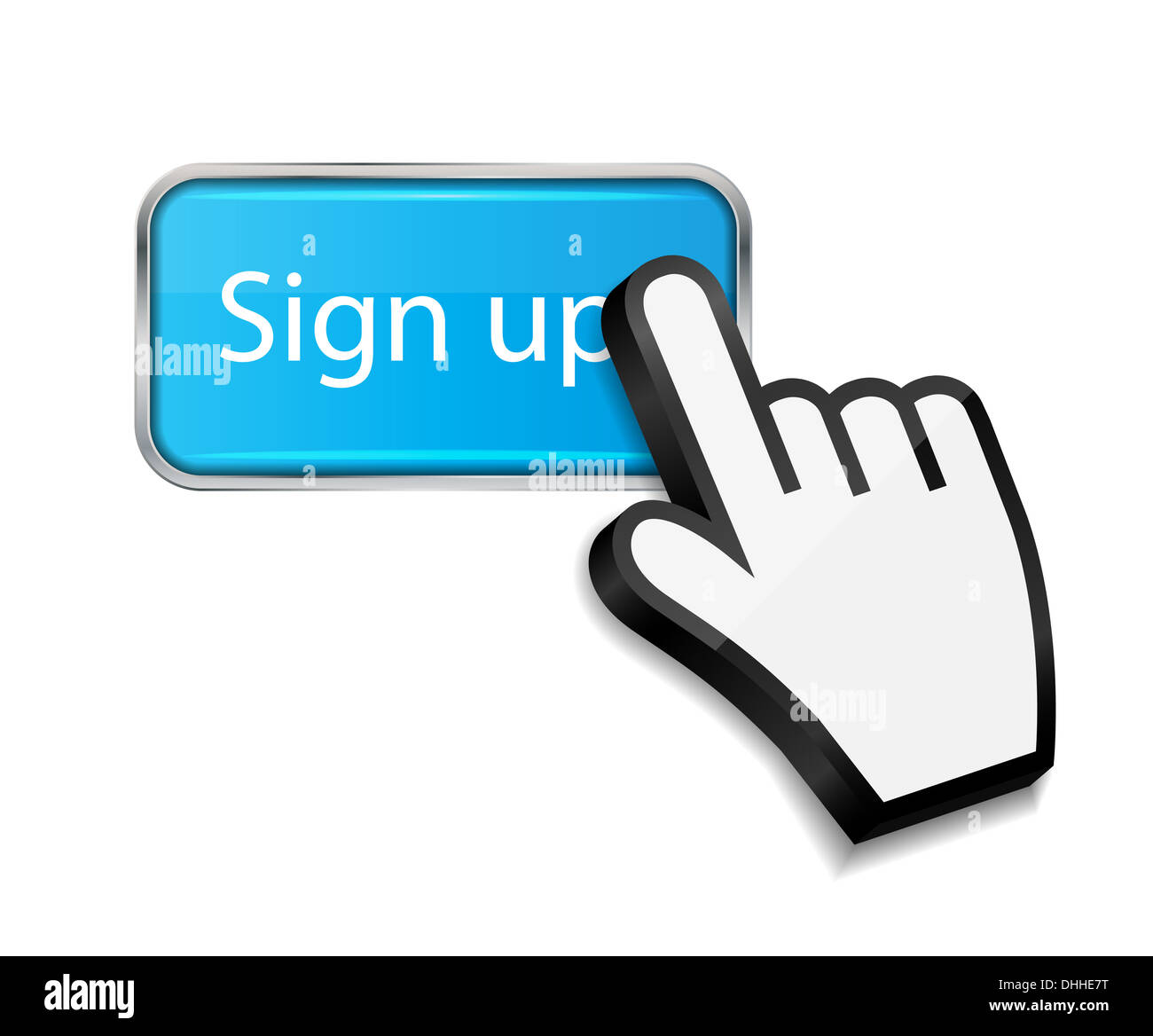 Mouse hand cursor on sign up button vector illustration Stock Photo - Alamy