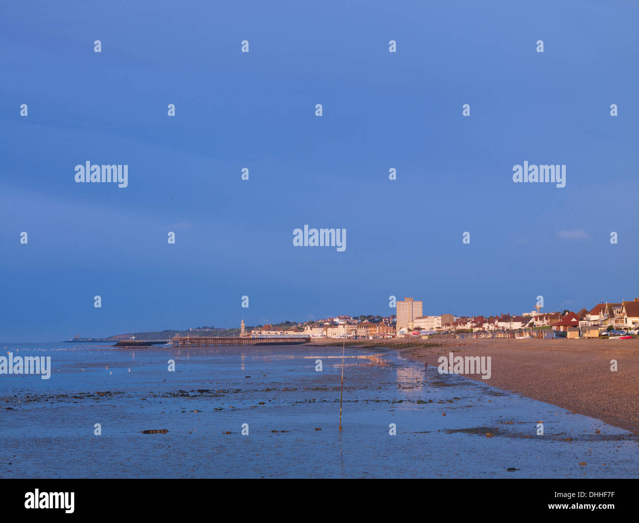 Herne Bay sea front and shore line with the pier Kent England UK Stock ...