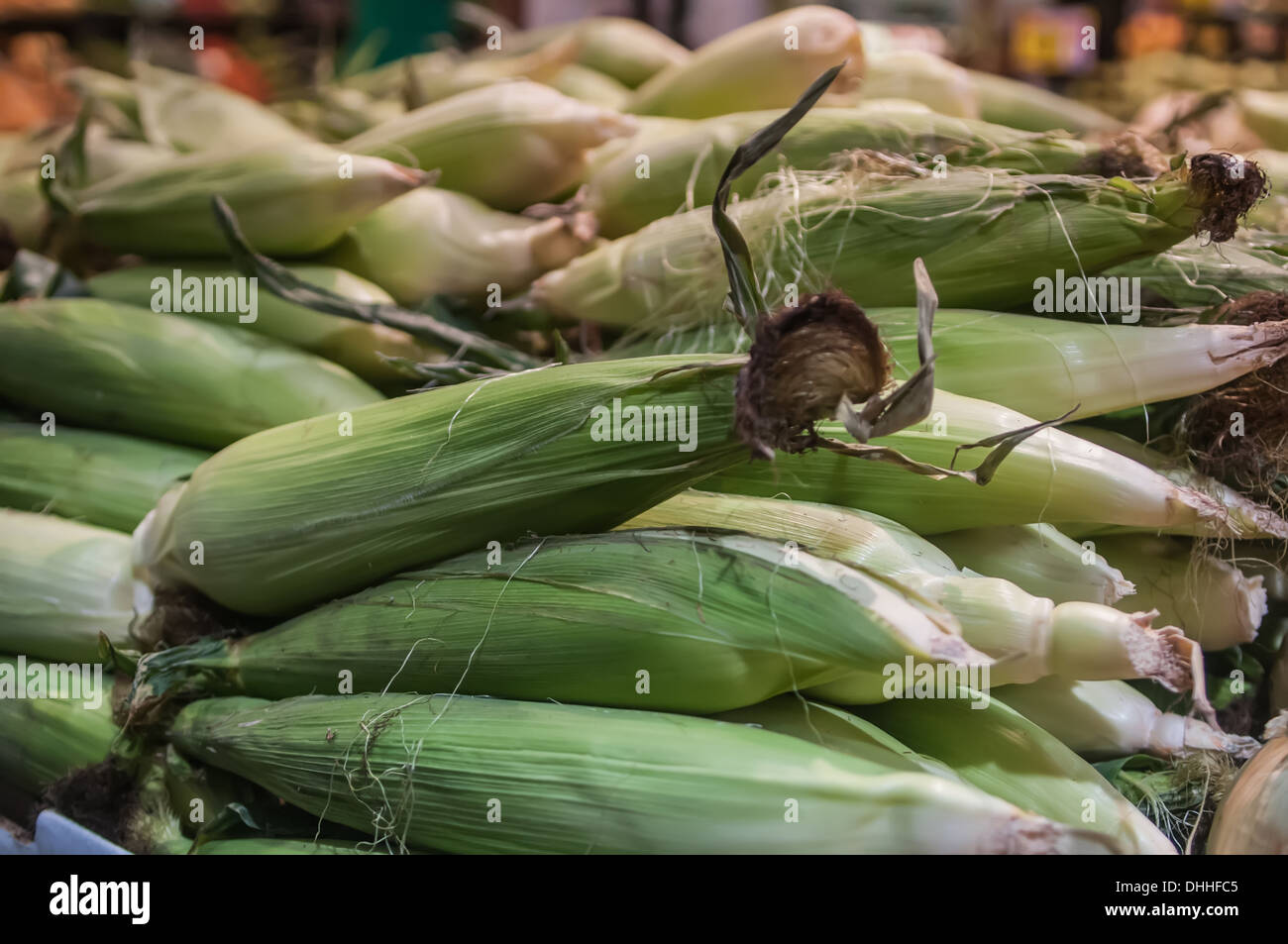 corn on display at farmers market Stock Photo - Alamy