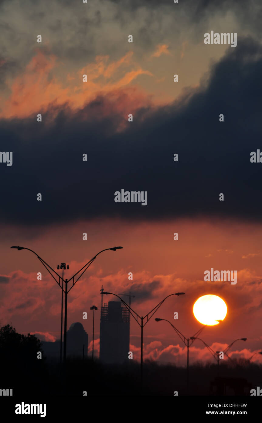 dramatic sunrise over city Stock Photo - Alamy
