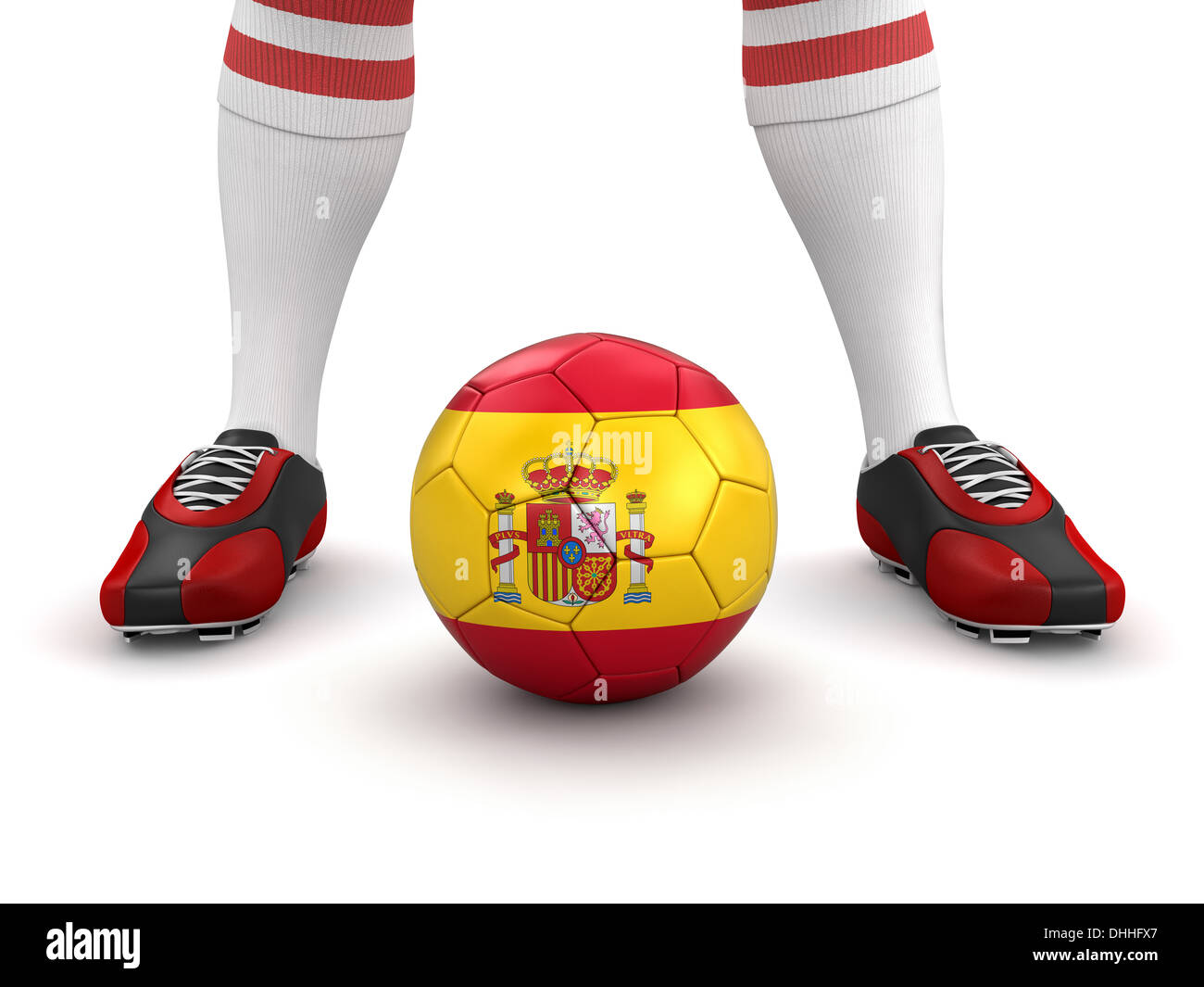 Man and soccer ball with Spanish flag (clipping path included Stock ...