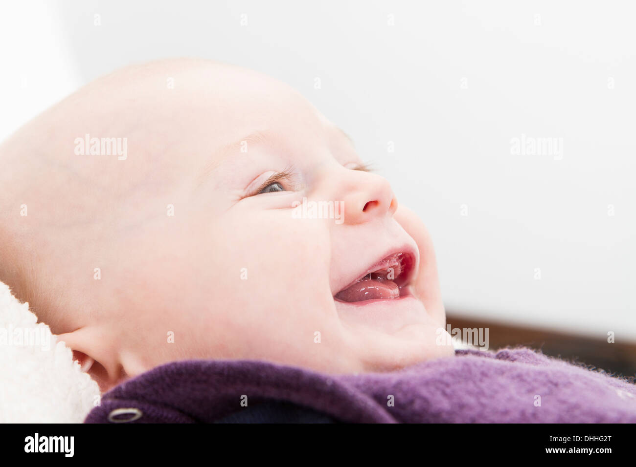 12 week old toddler smiling in horizontal image Stock Photo - Alamy