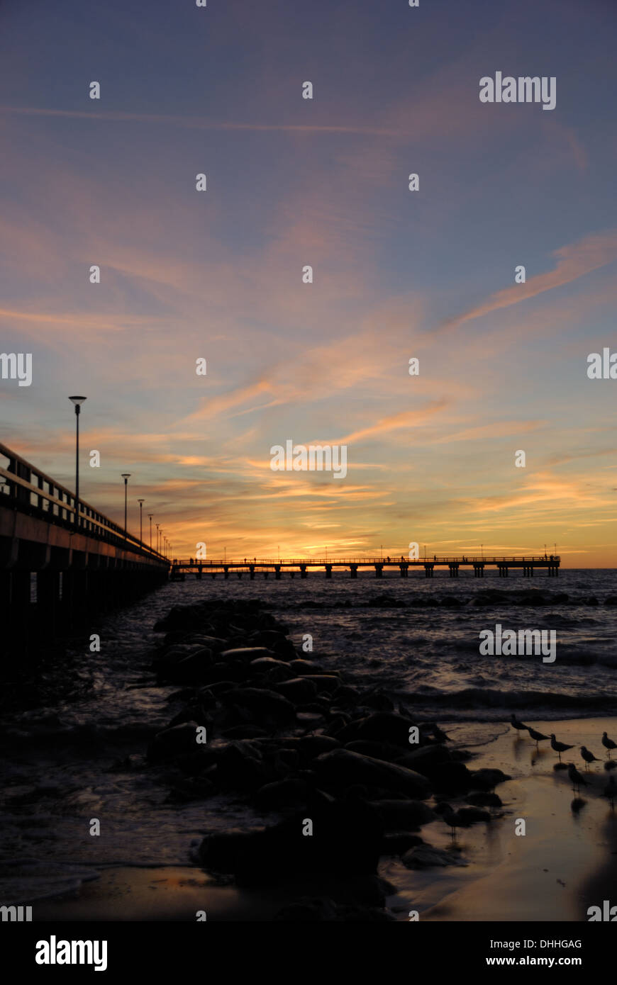 Sunset on Palanga Beach Stock Photo - Alamy