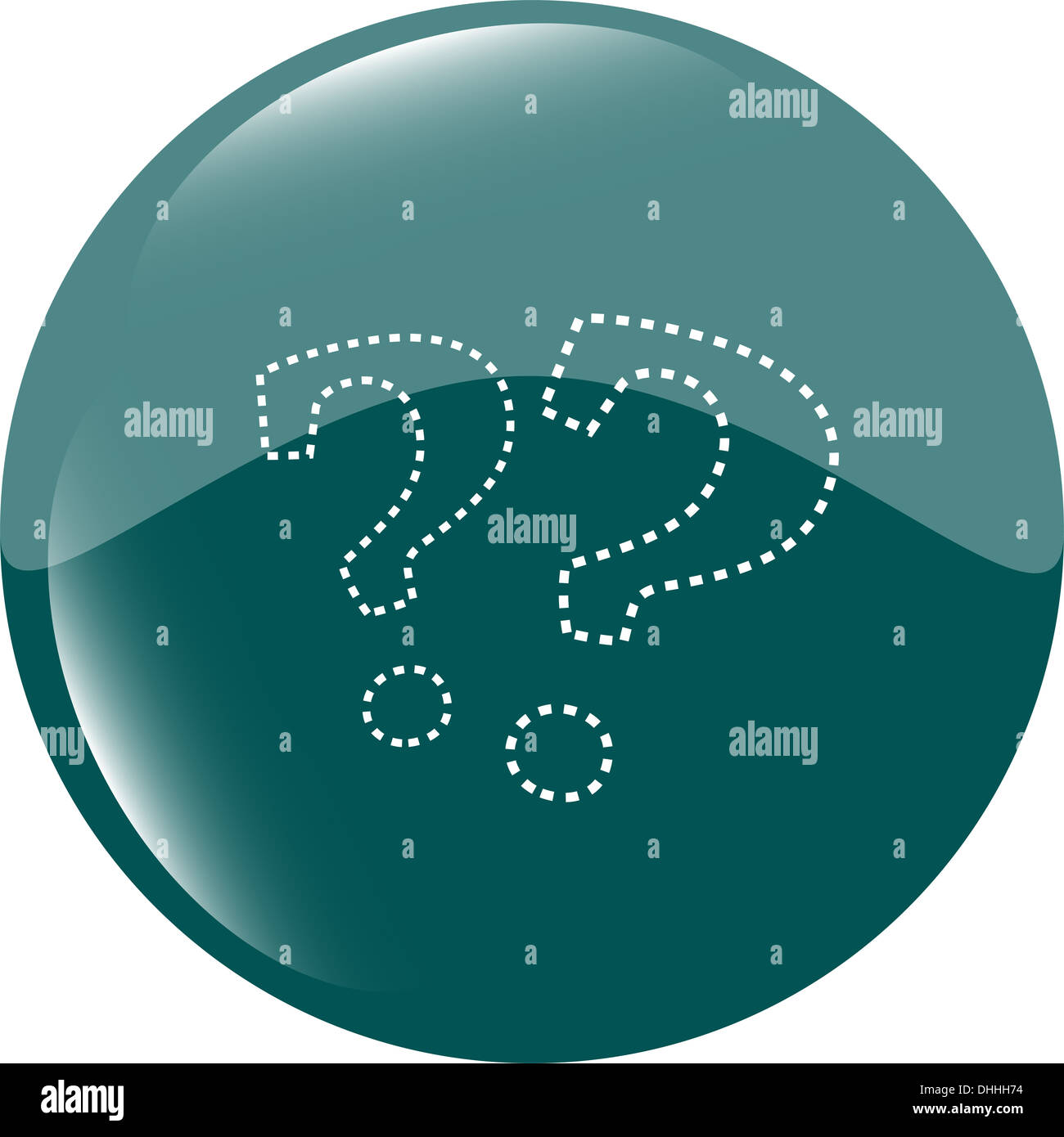 Stylish green button with question mark Stock Photo - Alamy