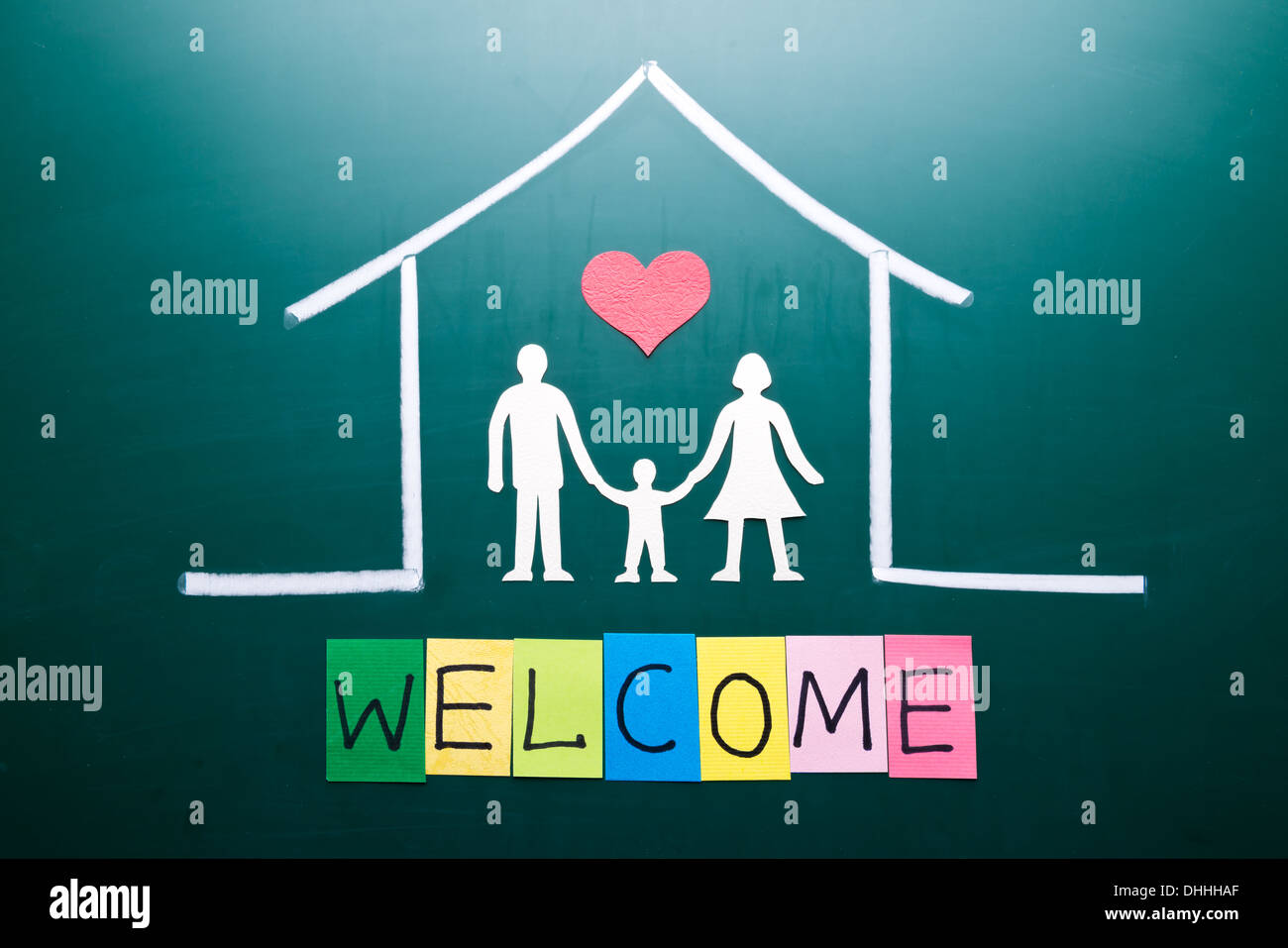 welcome word and Family in house Stock Photo - Alamy