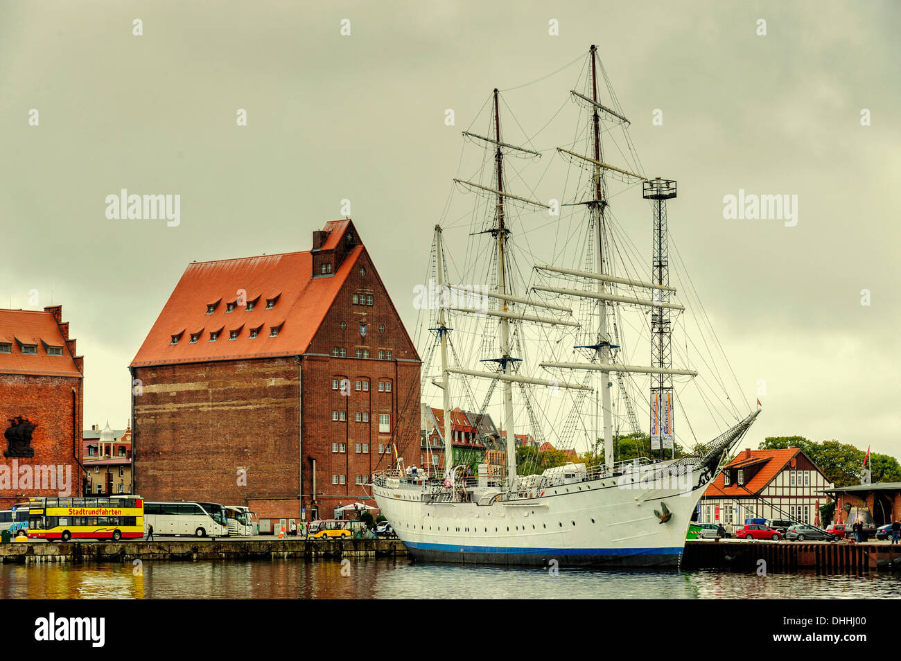 Tall ship Gorch Fock I at Stralsund harbour, Stralsund, Mecklenburg ...