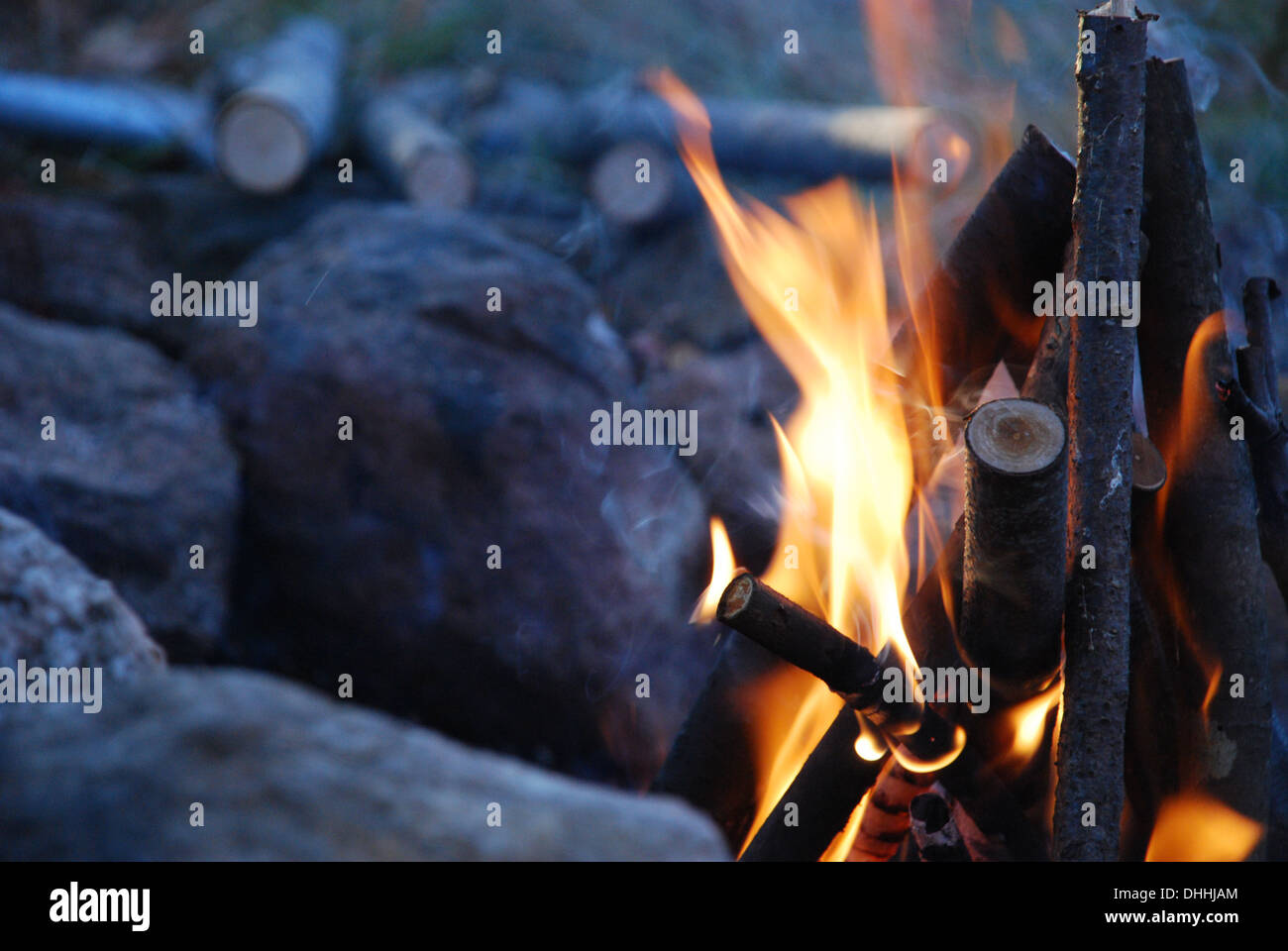 Fall campfire in the mountains Stock Photo - Alamy