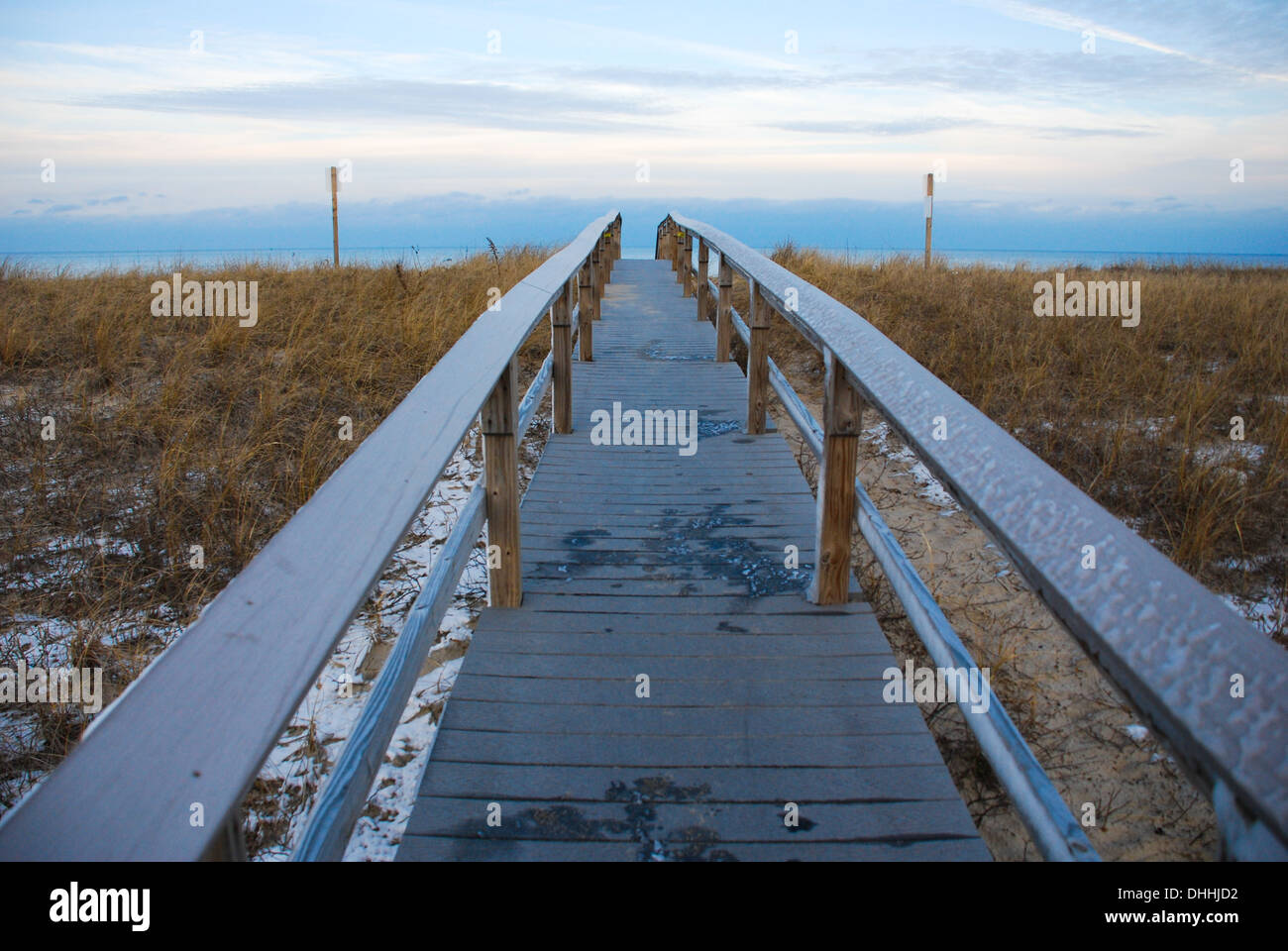 Cape Cod Boardwalk in Winter Stock Photo - Alamy