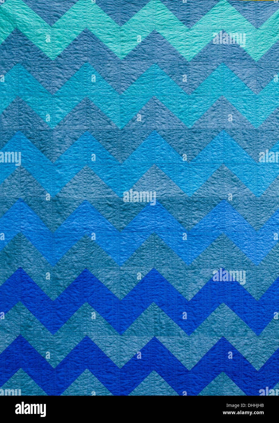 Blue Chevron Quilt Stock Photo - Alamy