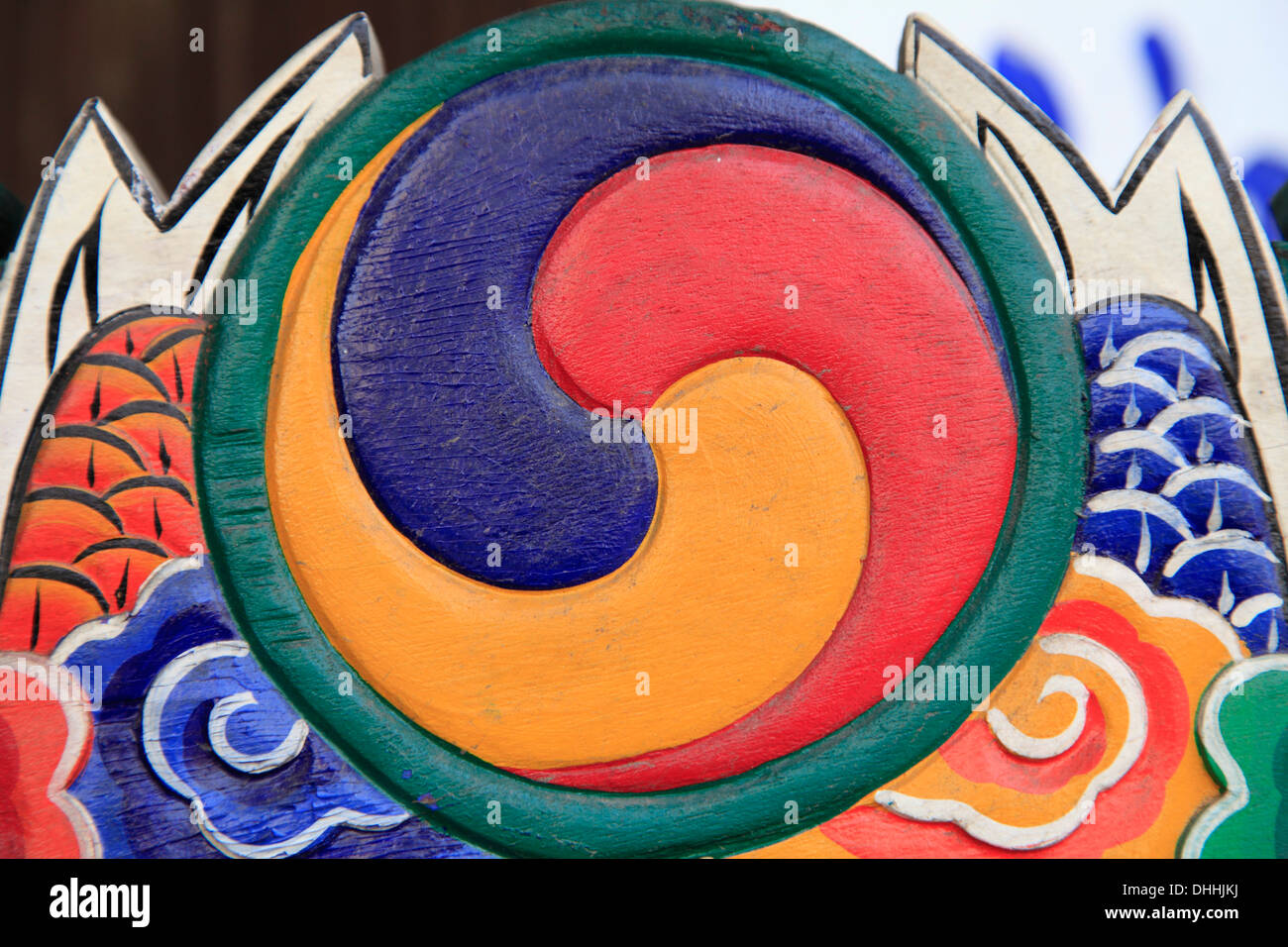 South Korea, Seoul, korean taegeuk symbol, architecture detail Stock ...