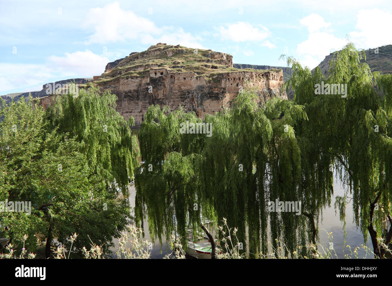 Ancient Rumkale fortress near Halfeti, rising above the Euphrates river ...