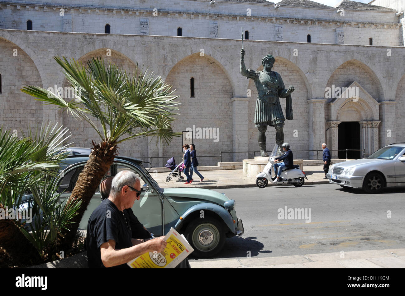 Colossus of Barletta, a bronze statue of a Roman Emperor in front of ...